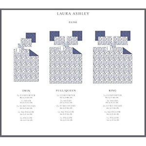 Laura Ashley Home - Elise Collection - Luxury Ultra Soft Comforter, All Season Premium Bedding Set, Stylish Delicate Design for Home Décor, Blue, King