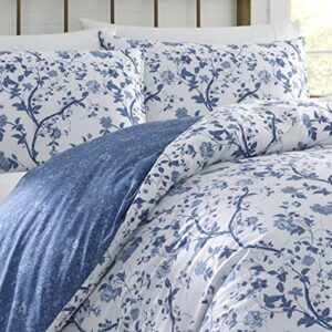 Laura Ashley Home - Elise Collection - Luxury Ultra Soft Comforter, All Season Premium Bedding Set, Stylish Delicate Design for Home Décor, Blue, King