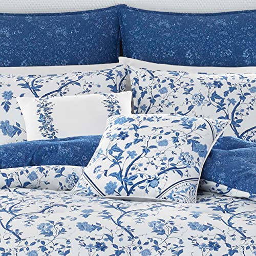 Laura Ashley Home - Elise Collection - Luxury Ultra Soft Comforter, All Season Premium Bedding Set, Stylish Delicate Design for Home Décor, Blue, King