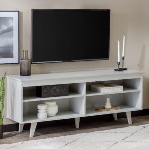 walker edison rohde contemporary 4 cubby tv stand for tvs up to 65 inches, 58 inch, grey