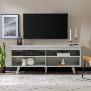 Walker Edison Rohde Contemporary 4 Cubby TV Stand for TVs up to 65 Inches, 58 Inch, Grey