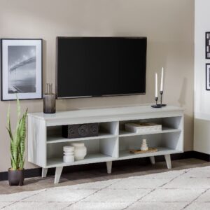 Walker Edison Rohde Contemporary 4 Cubby TV Stand for TVs up to 65 Inches, 58 Inch, Grey