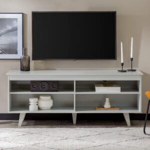 Walker Edison Rohde Contemporary 4 Cubby TV Stand for TVs up to 65 Inches, 58 Inch, Grey