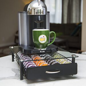 Insight Nespresso Vertuoline Coffee Pod Holder (Holds 40 Vertuo Coffee or Espresso Capsules)-- Tempered Glass Drawer (Coffee pods NOT Included. Does NOT fit K-Cups)