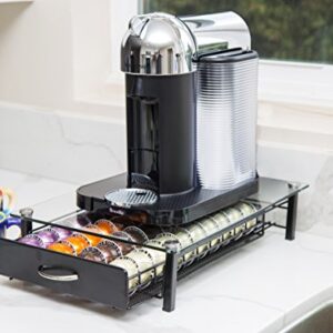 Insight Nespresso Vertuoline Coffee Pod Holder (Holds 40 Vertuo Coffee or Espresso Capsules)-- Tempered Glass Drawer (Coffee pods NOT Included. Does NOT fit K-Cups)