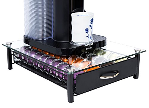 Insight Nespresso Vertuoline Coffee Pod Holder (Holds 40 Vertuo Coffee or Espresso Capsules)-- Tempered Glass Drawer (Coffee pods NOT Included. Does NOT fit K-Cups)