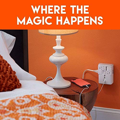 ECHOGEAR USB Wall Charger Surge Protector with 4 Pivoting AC Outlets & 2 USB Ports – Packs 1080 Joules of Surge Protection & Installs On Existing Outlets to Protect Gear & Increase Outlet Capacity