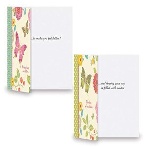 Butterfly Cheer Thinking of You Greeting Cards - Set of 8 (4 designs), Large 5" x 7", Thinking of You Cards with Sentiments Inside, Envelopes Included