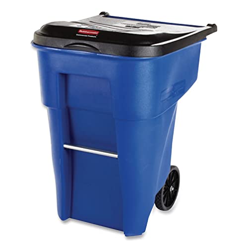 Rubbermaid Brute Rollout Large Mobile Container, 50 Gallon, Blue with Lid