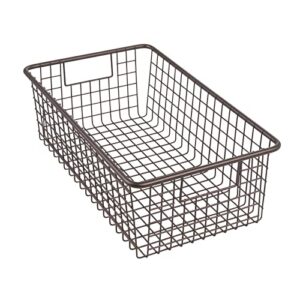 mDesign Metal Wire Food Storage Basket Organizer with Handles for Organizing Kitchen Cabinets, Pantry Shelf, Bathroom, Laundry Room, Closets, Garage - Omni Collection, Bronze