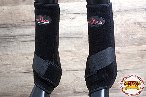 HILASON Medium Horse Medicine Sports Boots Rear Hind Leg Black