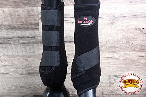 HILASON Medium Horse Medicine Sports Boots Rear Hind Leg Black