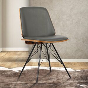 Armen Living Inez Dining Chair in Grey Faux Leather and Brushed Stainless Steel Finish