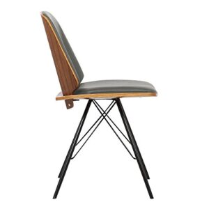 Armen Living Inez Dining Chair in Grey Faux Leather and Brushed Stainless Steel Finish