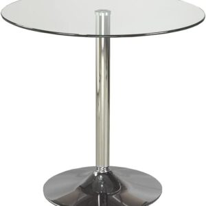 Uptown Club Modern Round Dining Table with Tempered Glass Top, Seats 4 in Style & Comfort, Elegant Kitchen Furniture for Contemporary Home, 35", Silver