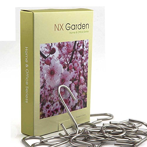 NXG 30 Pack 2.5 Inch Nickel Plated Stainless Steel S Hook S Shape Durable Hanging Hooks for Kitchen, Bathroom, Closet, Work Place, Office