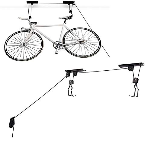 HOMEE Bike Lift, Heavy Duty Bicycle Ceiling Hook Mount Hoist Storage for Garage/Shed, Vertical Bike Holder Indoor Hanging System with Screw