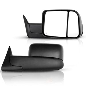 eccpp tow mirrors 1998 1999 2000 2001 for dodge for ram 1500 2500 3500 towing mirrors with power control heated mirrors driver and passenger side pair black textured