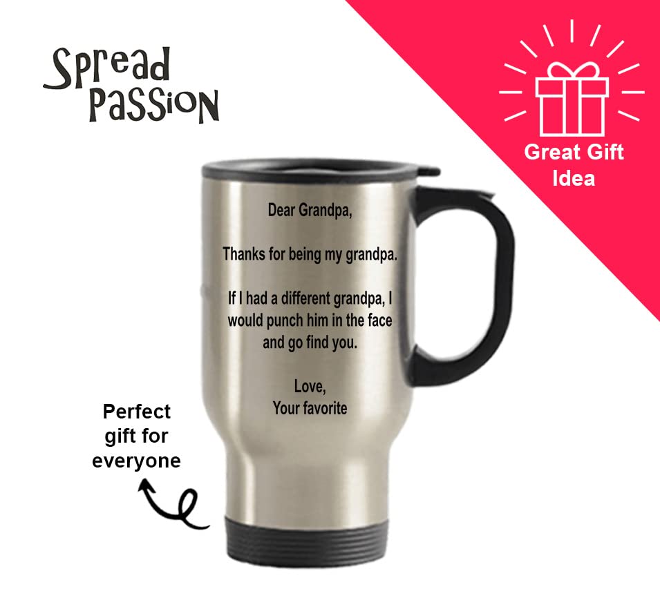 Dear Grandpa Travel Mug, Grandpa Coffee Travel Mug, Grandpa Tumbler, Grandpa Gift, Gift for grandpa from Grandkids, Grandpa Birthday Gift Idea, Punch grandpa Mug, Grandpa father's day Gifts