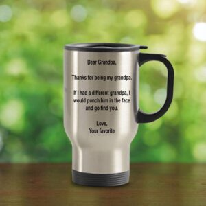 Dear Grandpa Travel Mug, Grandpa Coffee Travel Mug, Grandpa Tumbler, Grandpa Gift, Gift for grandpa from Grandkids, Grandpa Birthday Gift Idea, Punch grandpa Mug, Grandpa father's day Gifts