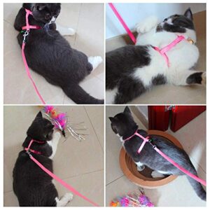 2 Pack Rabbit Harness Leash - Persuper Bunny Cat Leash Adjustable Soft Nylon Small Animal Harness Set for Walking Running Outdoor Use with Safe Bell for Puppy Dog, Pig, Kitten, Ferret, Mini Pet