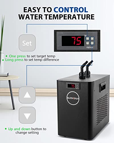 BAOSHISHAN Aquarium Chiller 42gal 1/10 HP Water Cooler Fish Tank Chiller Special Quiet Design Refrigeration Compressor for hydroponics Water weeds Jellyfish Coral Crystal Shrimp (42gal/160L)