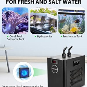 BAOSHISHAN Aquarium Chiller 42gal 1/10 HP Water Cooler Fish Tank Chiller Special Quiet Design Refrigeration Compressor for hydroponics Water weeds Jellyfish Coral Crystal Shrimp (42gal/160L)