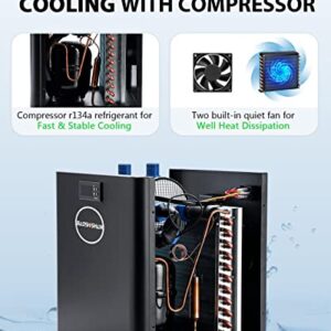 BAOSHISHAN Aquarium Chiller 42gal 1/10 HP Water Cooler Fish Tank Chiller Special Quiet Design Refrigeration Compressor for hydroponics Water weeds Jellyfish Coral Crystal Shrimp (42gal/160L)