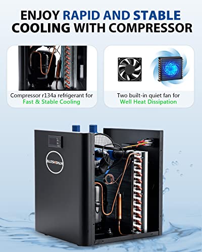 BAOSHISHAN Aquarium Chiller 42gal 1/10 HP Water Cooler Fish Tank Chiller Special Quiet Design Refrigeration Compressor for hydroponics Water weeds Jellyfish Coral Crystal Shrimp (42gal/160L)