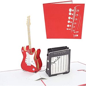 PopLife Guitar 3D Pop Up Card - Musician Birthday Card, Retirement Party, Father's Day, Teacher Gift from Student, Rock Band, Music School Graduation, Electric Bass Player, Concert, Recital