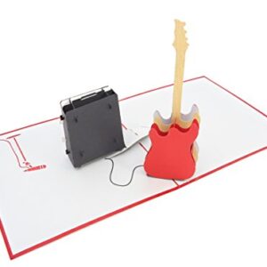 PopLife Guitar 3D Pop Up Card - Musician Birthday Card, Retirement Party, Father's Day, Teacher Gift from Student, Rock Band, Music School Graduation, Electric Bass Player, Concert, Recital