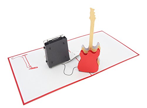 PopLife Guitar 3D Pop Up Card - Musician Birthday Card, Retirement Party, Father's Day, Teacher Gift from Student, Rock Band, Music School Graduation, Electric Bass Player, Concert, Recital