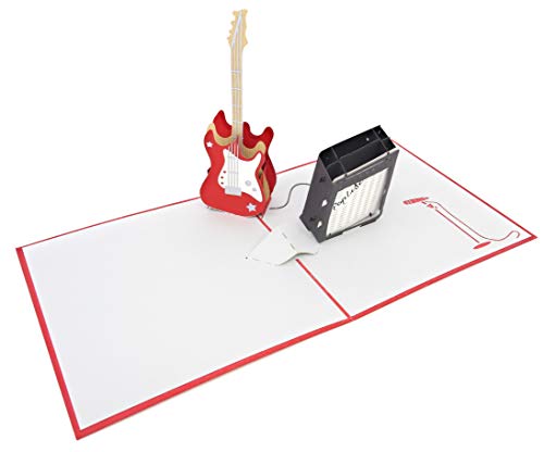 PopLife Guitar 3D Pop Up Card - Musician Birthday Card, Retirement Party, Father's Day, Teacher Gift from Student, Rock Band, Music School Graduation, Electric Bass Player, Concert, Recital