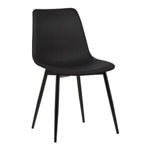 armen living monte dining chair in black faux leather and black powder coat finish,lcmochblack, black