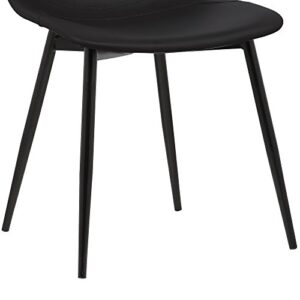 Armen Living Monte Dining Chair in Black Faux Leather and Black Powder Coat Finish,LCMOCHBLACK, Black