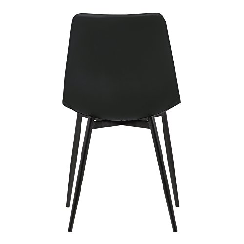 Armen Living Monte Dining Chair in Black Faux Leather and Black Powder Coat Finish,LCMOCHBLACK, Black