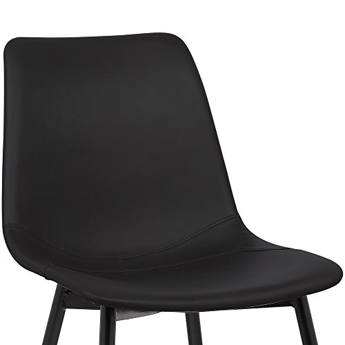 Armen Living Monte Dining Chair in Black Faux Leather and Black Powder Coat Finish,LCMOCHBLACK, Black