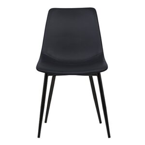 Armen Living Monte Dining Chair in Black Faux Leather and Black Powder Coat Finish,LCMOCHBLACK, Black