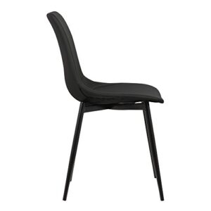 Armen Living Monte Dining Chair in Black Faux Leather and Black Powder Coat Finish,LCMOCHBLACK, Black