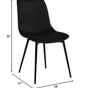 Armen Living Monte Dining Chair in Black Faux Leather and Black Powder Coat Finish,LCMOCHBLACK, Black