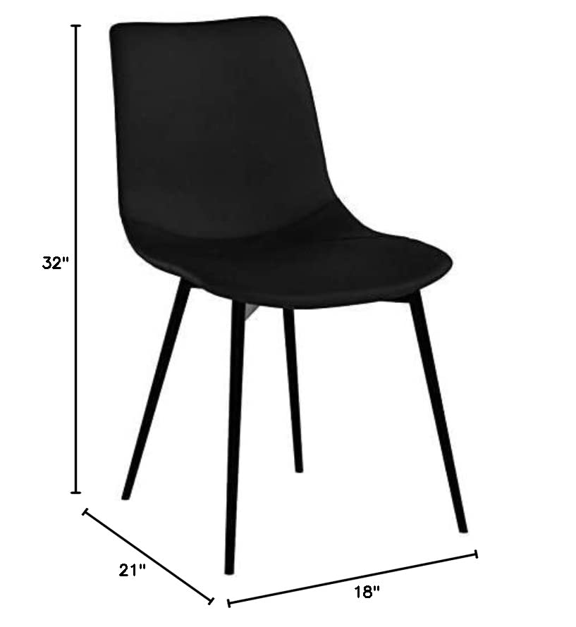 Armen Living Monte Dining Chair in Black Faux Leather and Black Powder Coat Finish,LCMOCHBLACK, Black