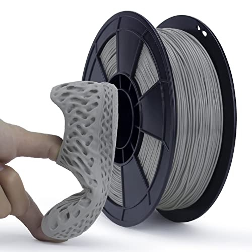 ZIRO TPU Filament 1.75mm,Flexible TPU Filament 1.75mm,3D Printer Filament 1.75mm TPU Flexible Filament 0.8KG Spool, Dimensional Accuracy +/- 0.05mm,Gray