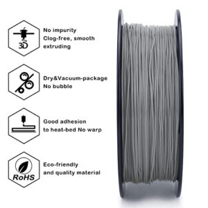 ZIRO TPU Filament 1.75mm,Flexible TPU Filament 1.75mm,3D Printer Filament 1.75mm TPU Flexible Filament 0.8KG Spool, Dimensional Accuracy +/- 0.05mm,Gray