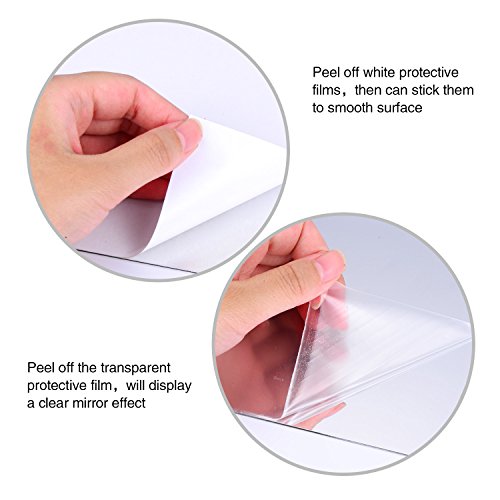 BBTO 9 Pieces Mirror Adhesive Craft Mirrors Shatterproof Sheet Small Mirror Tiles Flexible Self Adhesive Non Glass Mirror Plastic Mirror Wall Stickers, 6 x 9 Inches, 6 x 6 Inches