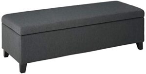 christopher knight home york fabric storage ottoman, dark grey large