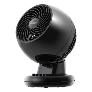 iris usa woozoo oscillating fan, vortex fan, air circulation, 3 speed settings, 6 tilting head settings, 46ft max air distance, medium, black