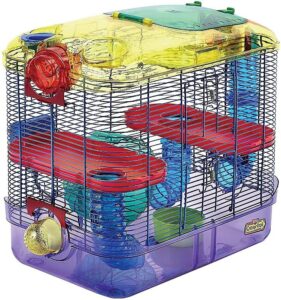 kaytee crittertrail two level habitat for pet dwarf hamsters, gerbils or mice, blue