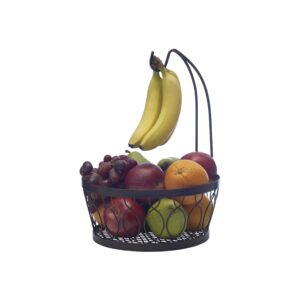 Pfaltzgraff Rustic Farmhouse Wire Fruit Basket with Banana Hook, 11-Inch, Antique Black