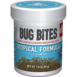 fluval bug bites tropical fish food, small granules for small to medium sized fish, 1.6 oz., a6577