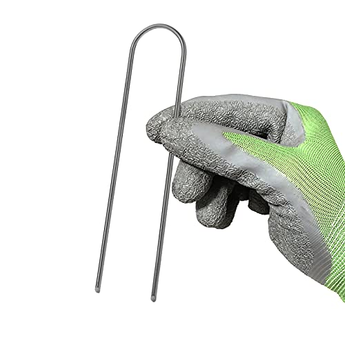 GardenMate 50-Pack Anti-Rust 6 Inch 11 Gauge Round-Top Heavy-Duty U-Shaped Garden Securing Stakes/Spikes/Pins/Pegs - Hot Dipped Galvanized Sod Staples for Anchoring Landscape Fabric